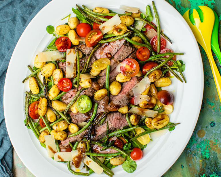 Steak tagliata with green beans & fried gnocchi • Lou's Kitchen Corner
