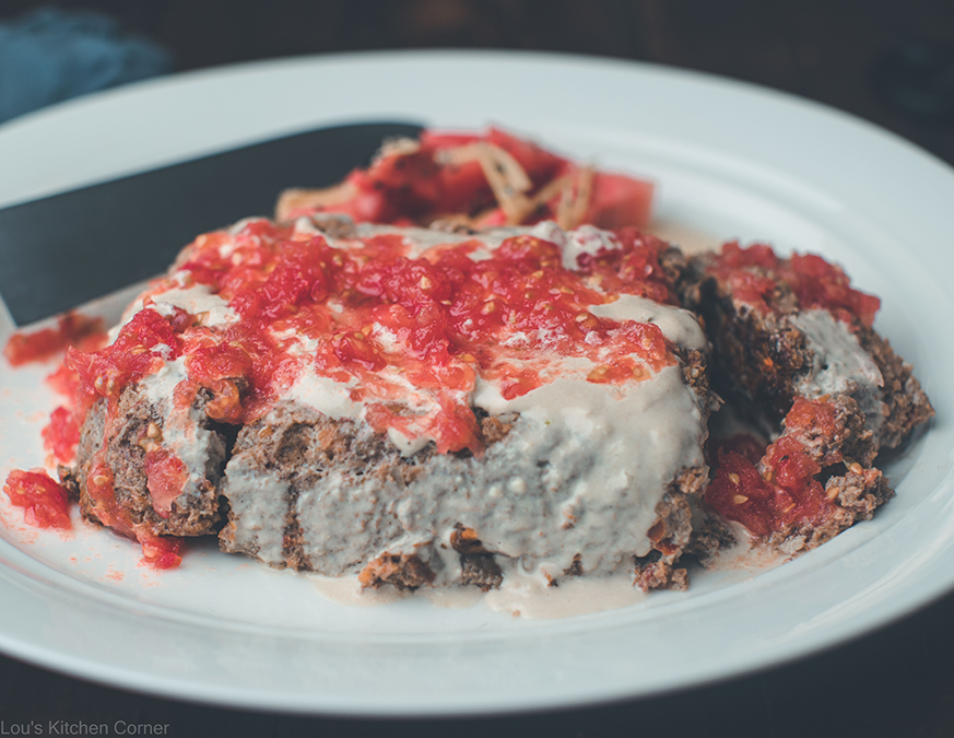 Lamb meatloaf with tahini sauce • Lou's Kitchen Corner